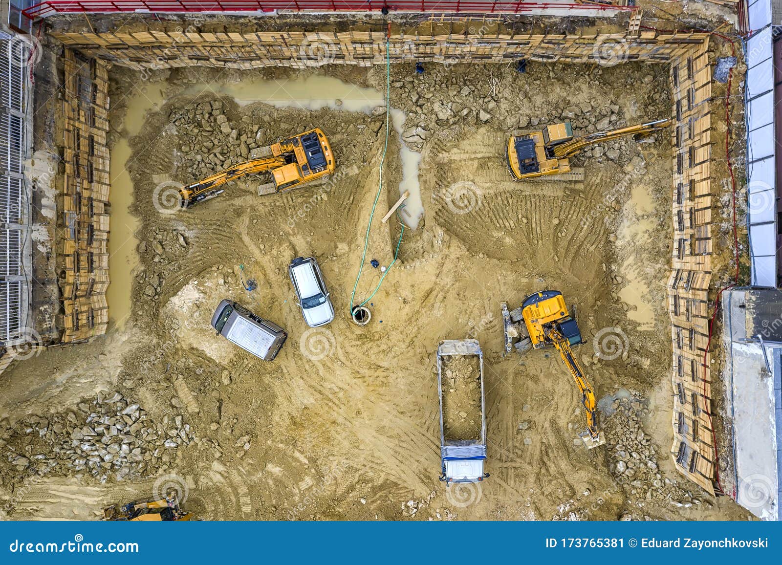 Heavy Construction Equipment Working at the Construction Site. Stock ...