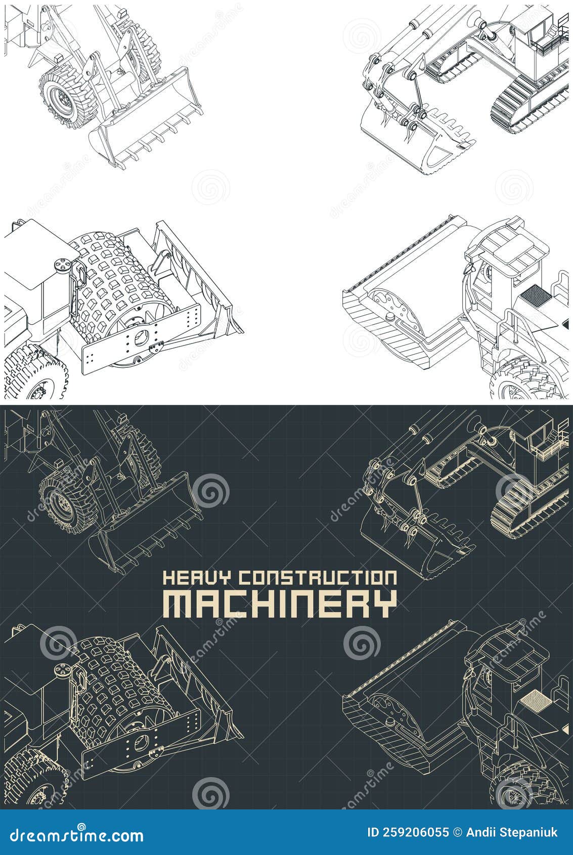 Heavy Construction Machinery Stock Vector - Illustration of earthmoving ...
