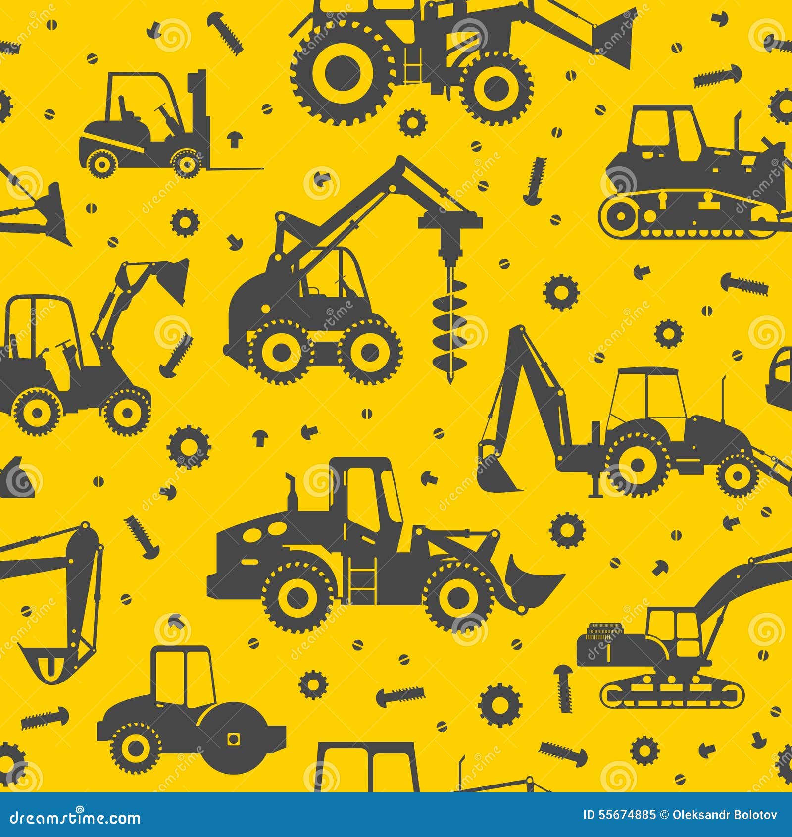 Heavy Construction Machines Seamless Background Stock Vector ...