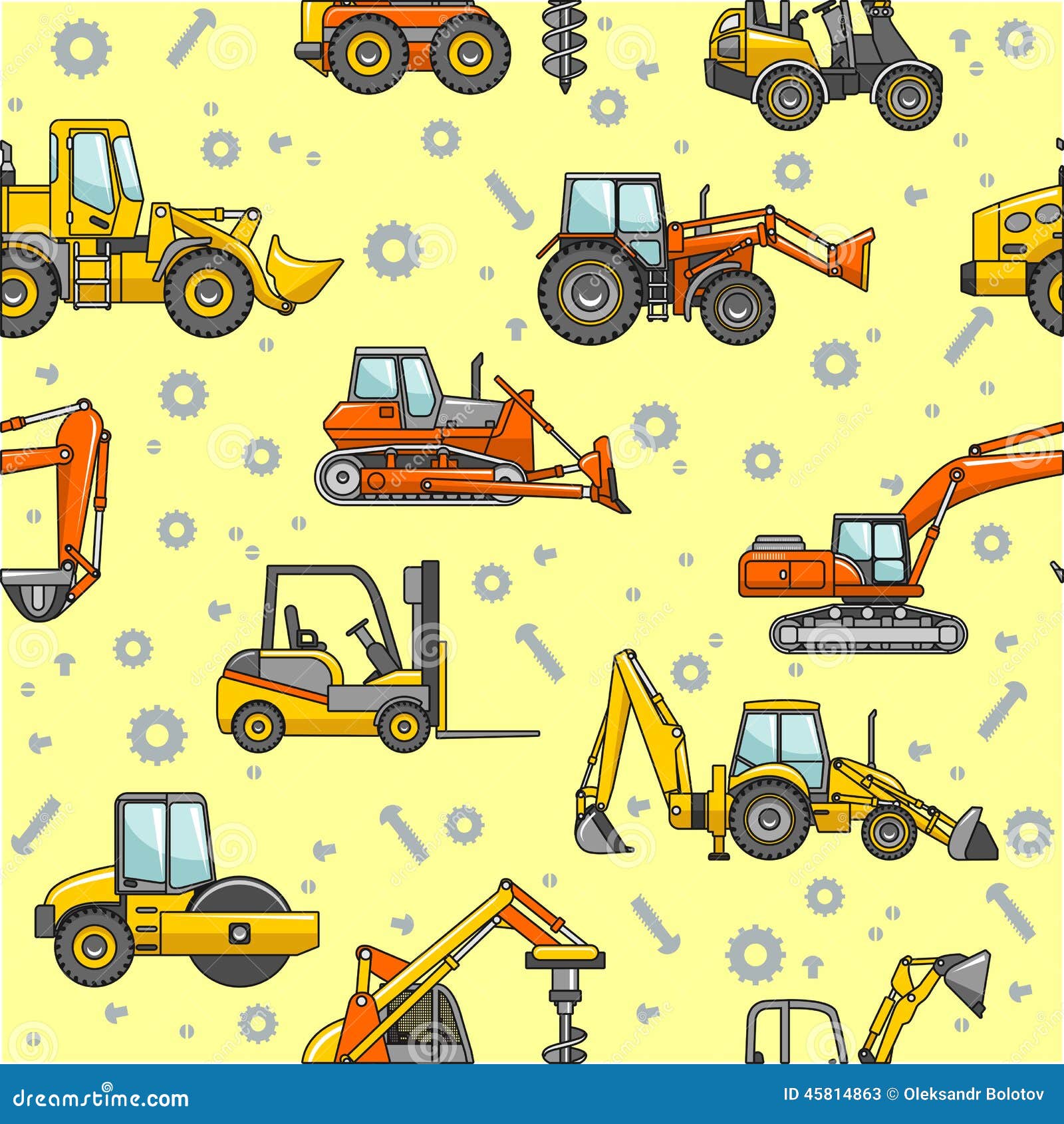 Heavy Construction Machines Seamless Pattern Stock Vector ...