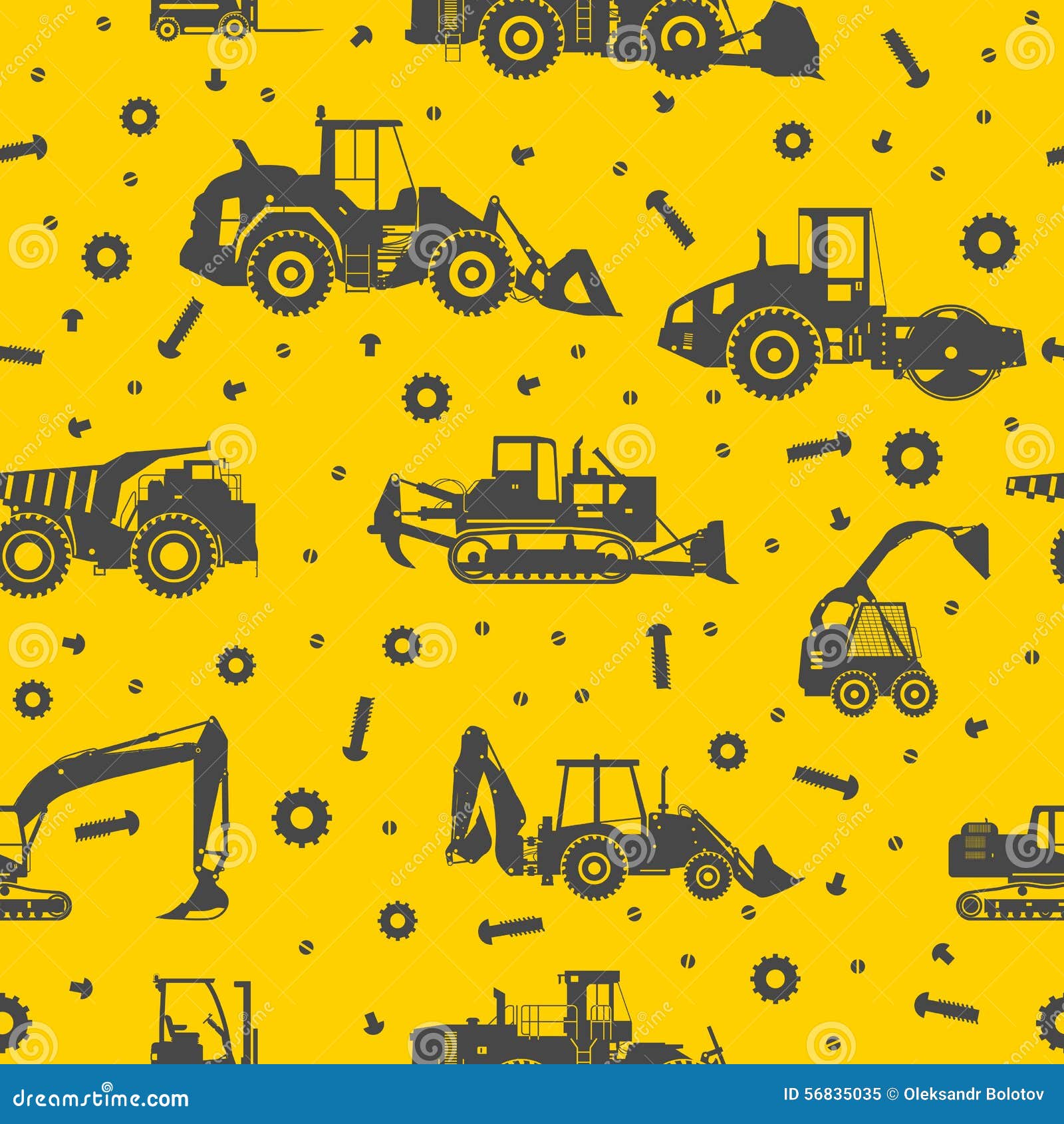 Heavy Construction Machines Seamless Pattern Stock Vector ...