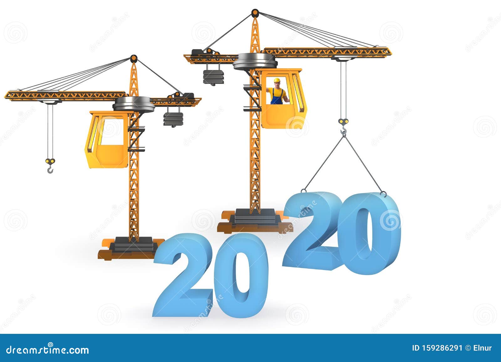 Heavy Crane Lifting Numbers in Year of 2020 Concept Editorial Photo ...