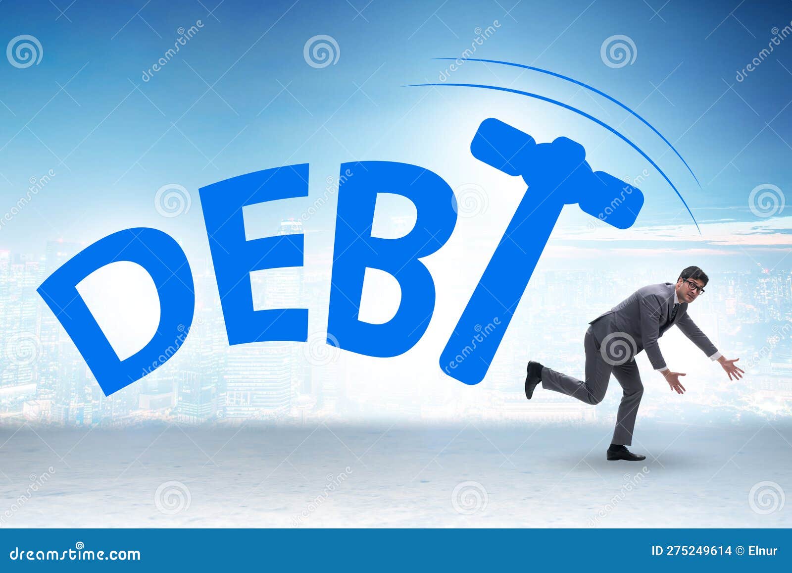 Heavy Debt Concept with Businessman Stock Illustration - Illustration ...