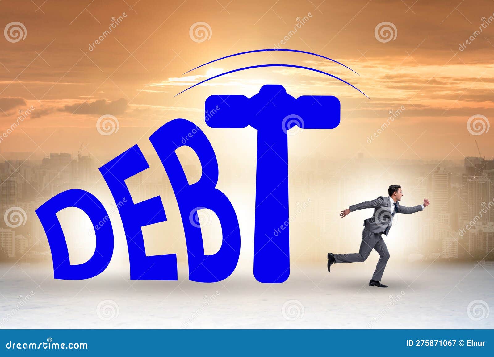 Heavy Debt Concept with Businessman Stock Illustration - Illustration ...