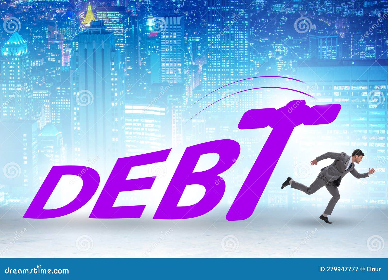 Heavy Debt Concept with Businessman Stock Image - Image of bank ...