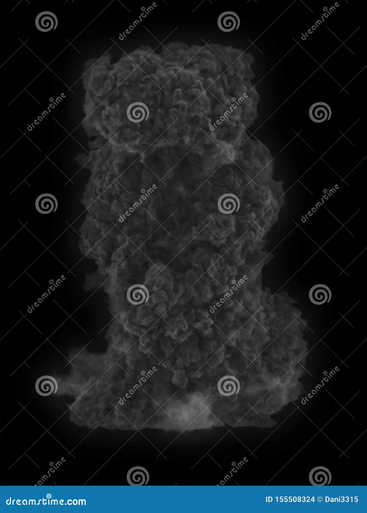 Heavy Dense Smoke Column Isolated on Black Stock Illustration ...