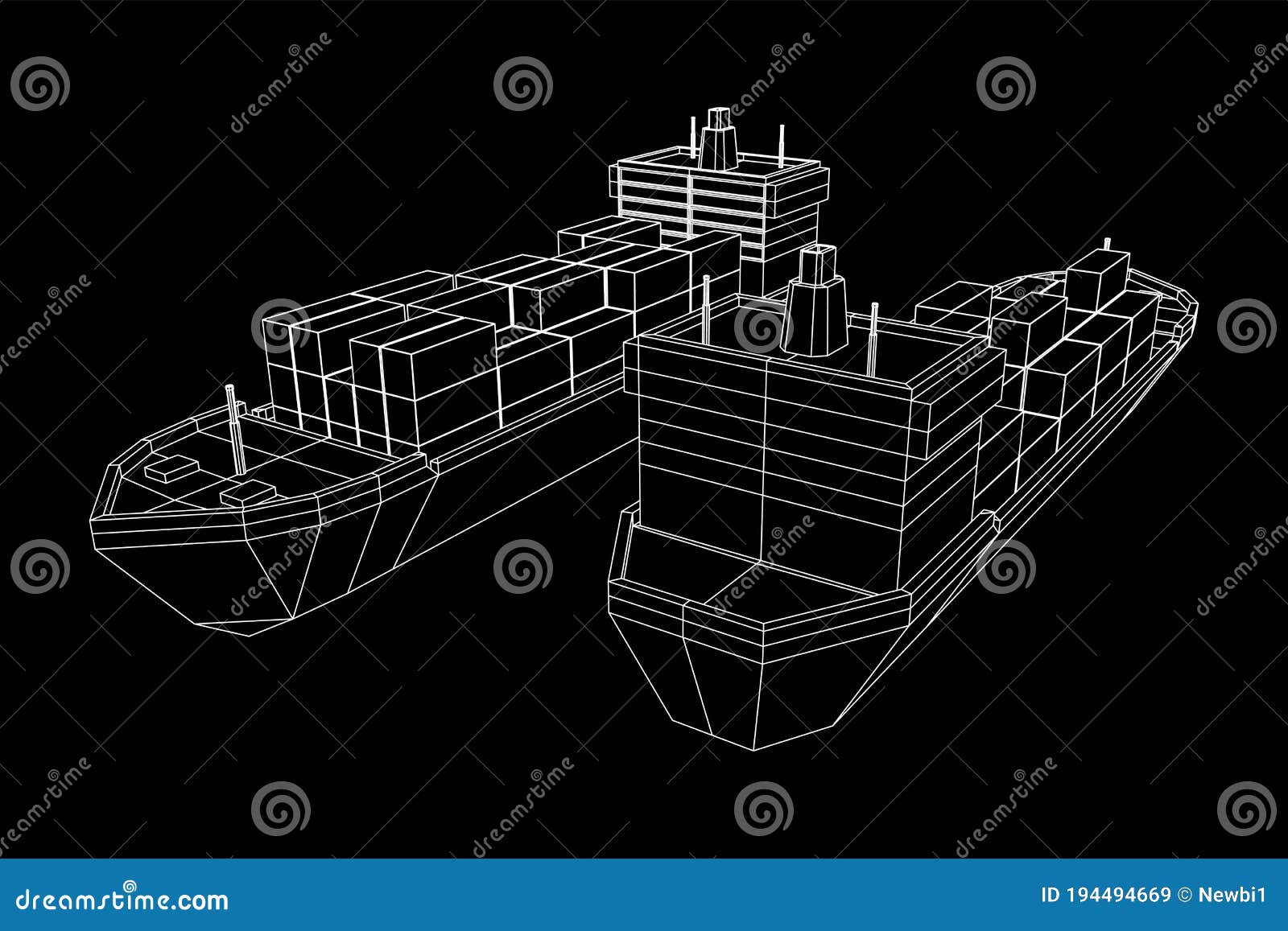 Heavy Dry Cargo Ship of Bulk Carrier Stock Illustration - Illustration ...