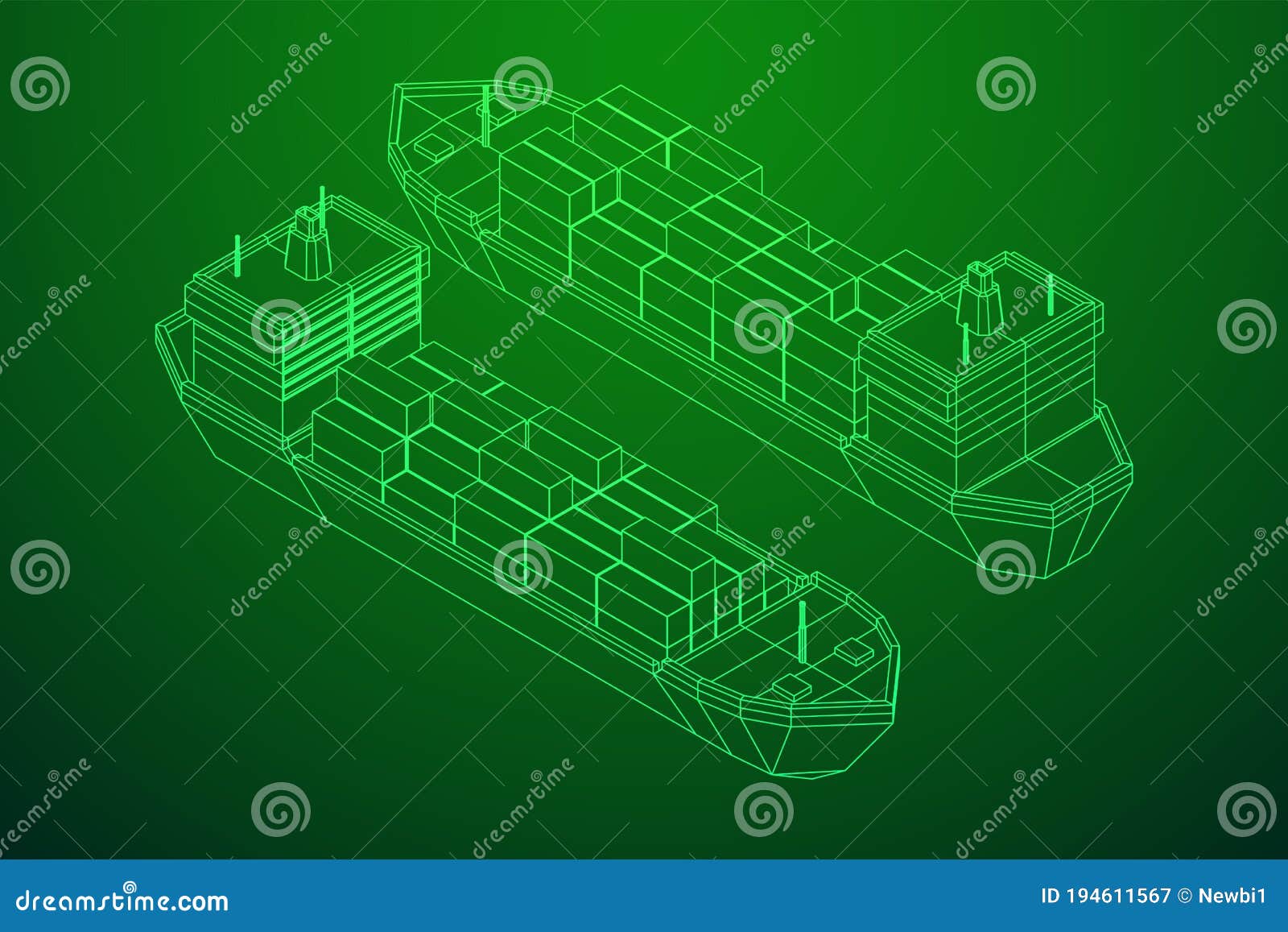 Heavy Dry Cargo Ship of Bulk Carrier Stock Illustration - Illustration ...