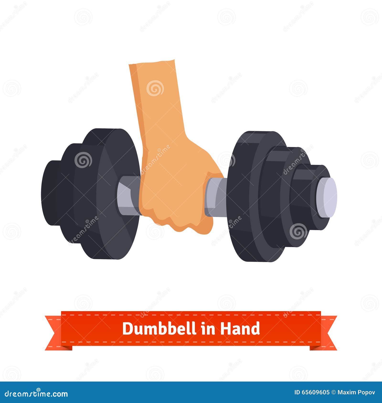 Heavy dumbbell in hand stock vector. Illustration of isolated - 65609605