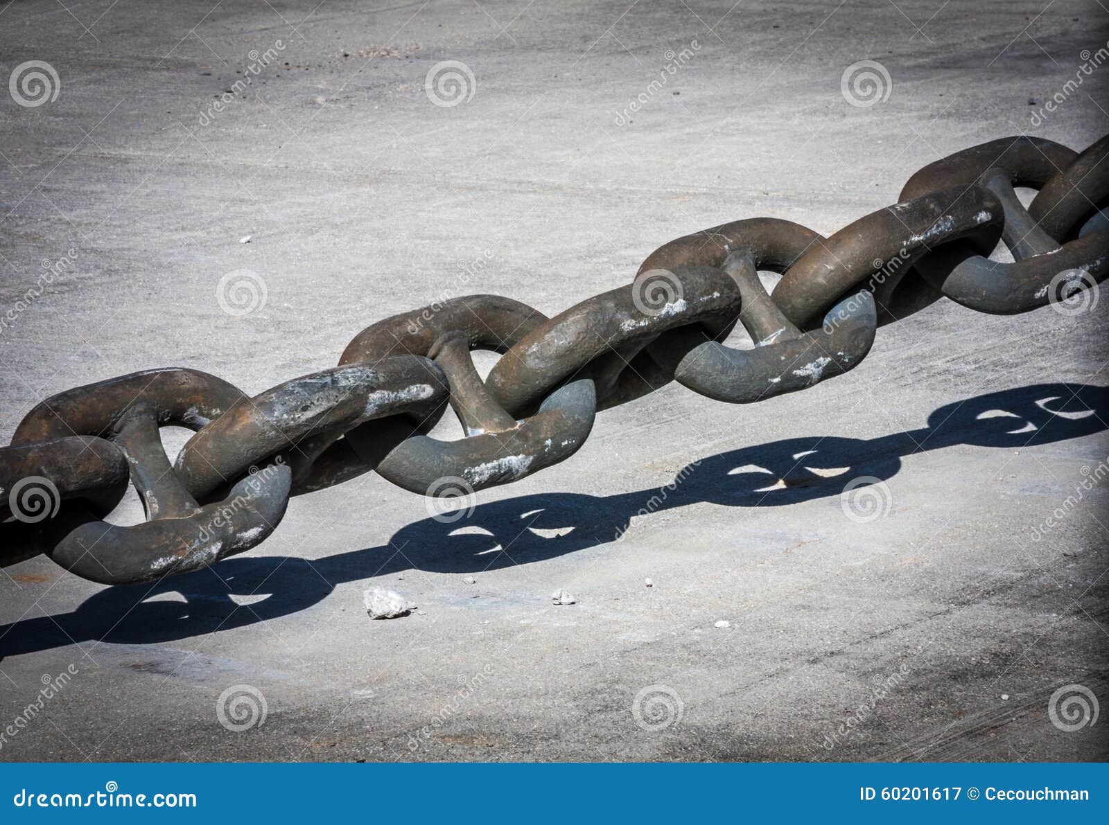 Heavy-Duty Chain Stretched Across Concrete, Close Up Stock Image ...