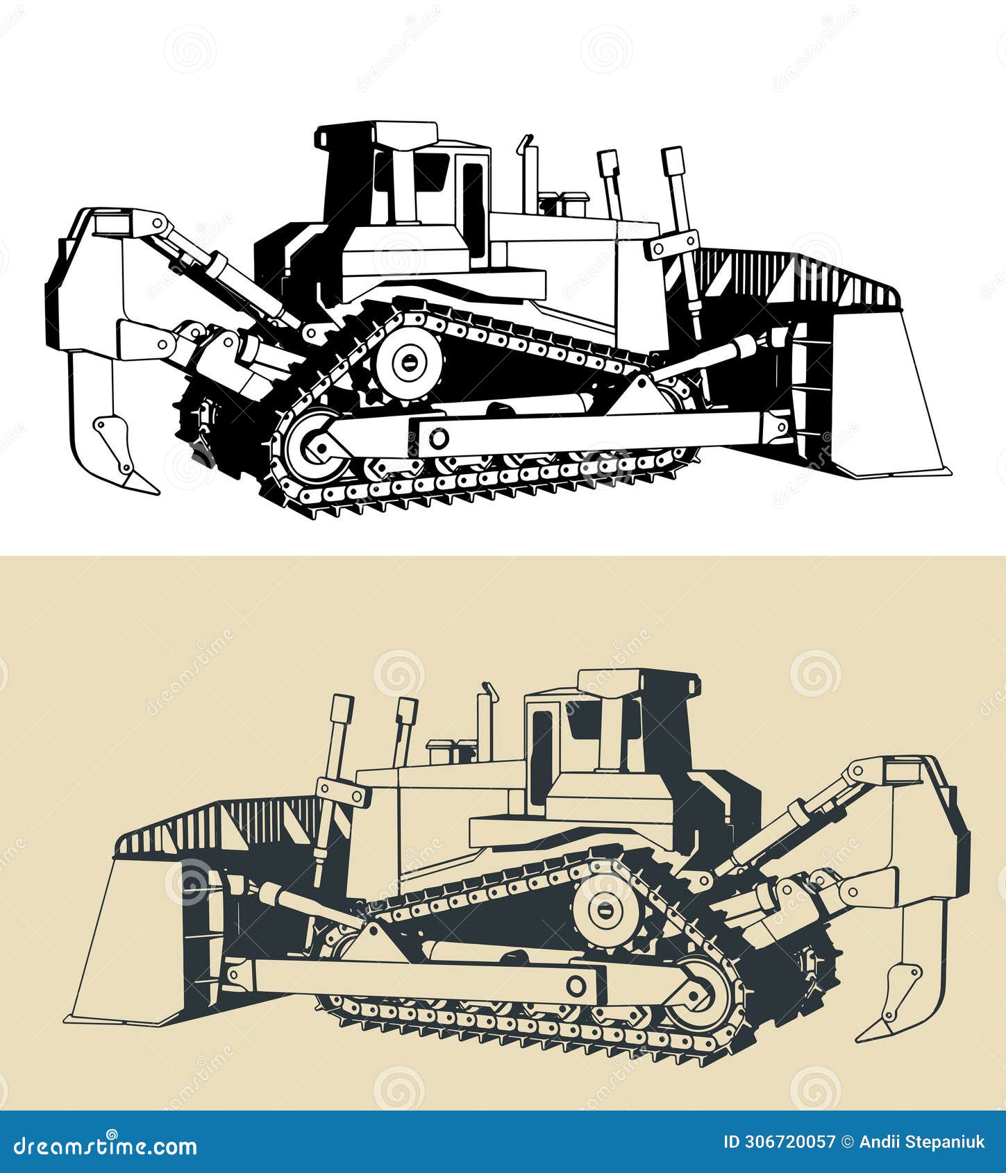Heavy Duty Crawler Dozer Illustrations Stock Illustration ...