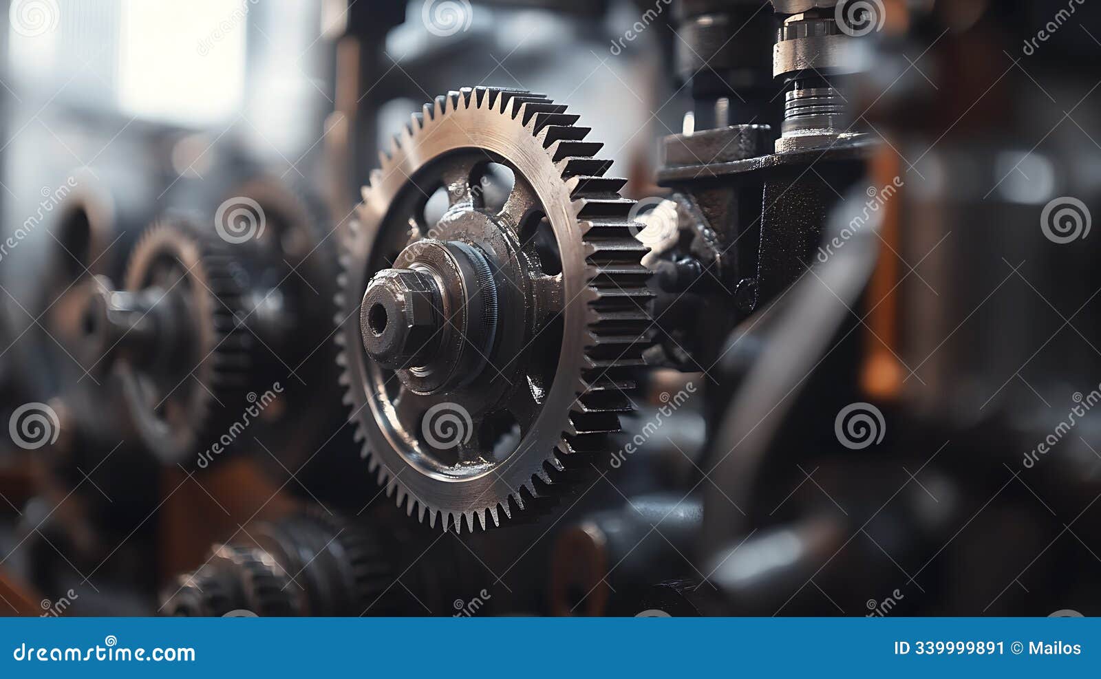 Heavy-Duty Engine Gear Wheels Steely Precision Industrial Background ...