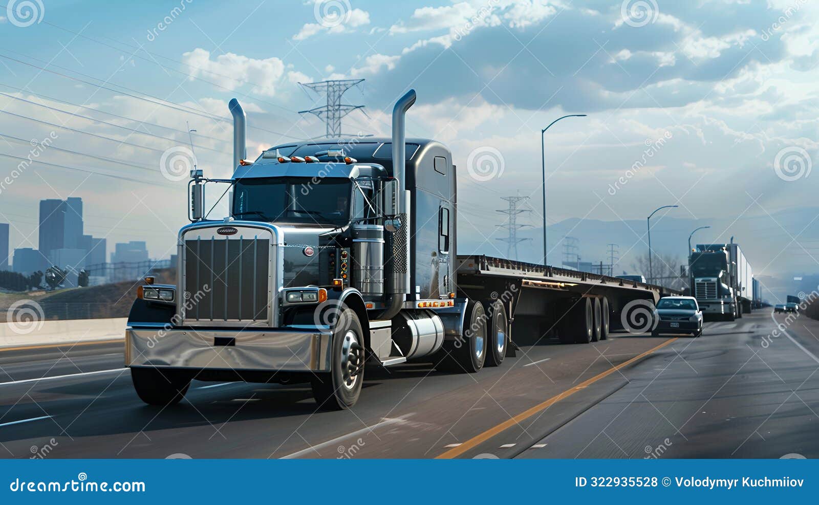 Heavy Duty Long Vehicle on the Highway Stock Illustration ...