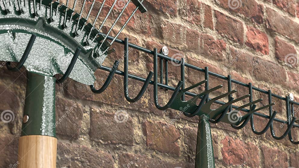 Heavy Duty Multi Peg Garden Tool Rack Stock Photo - Image of rack ...