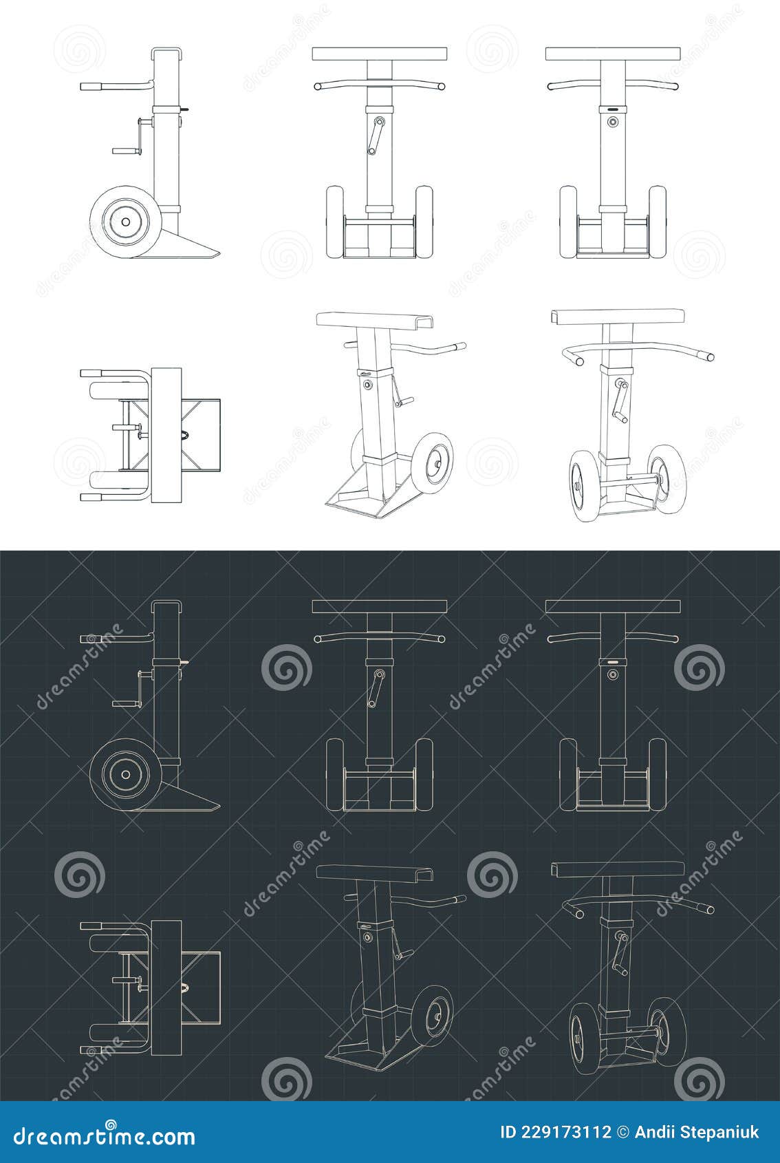 Heavy-duty Trailer Dolly Blueprints Stock Vector - Illustration of ...