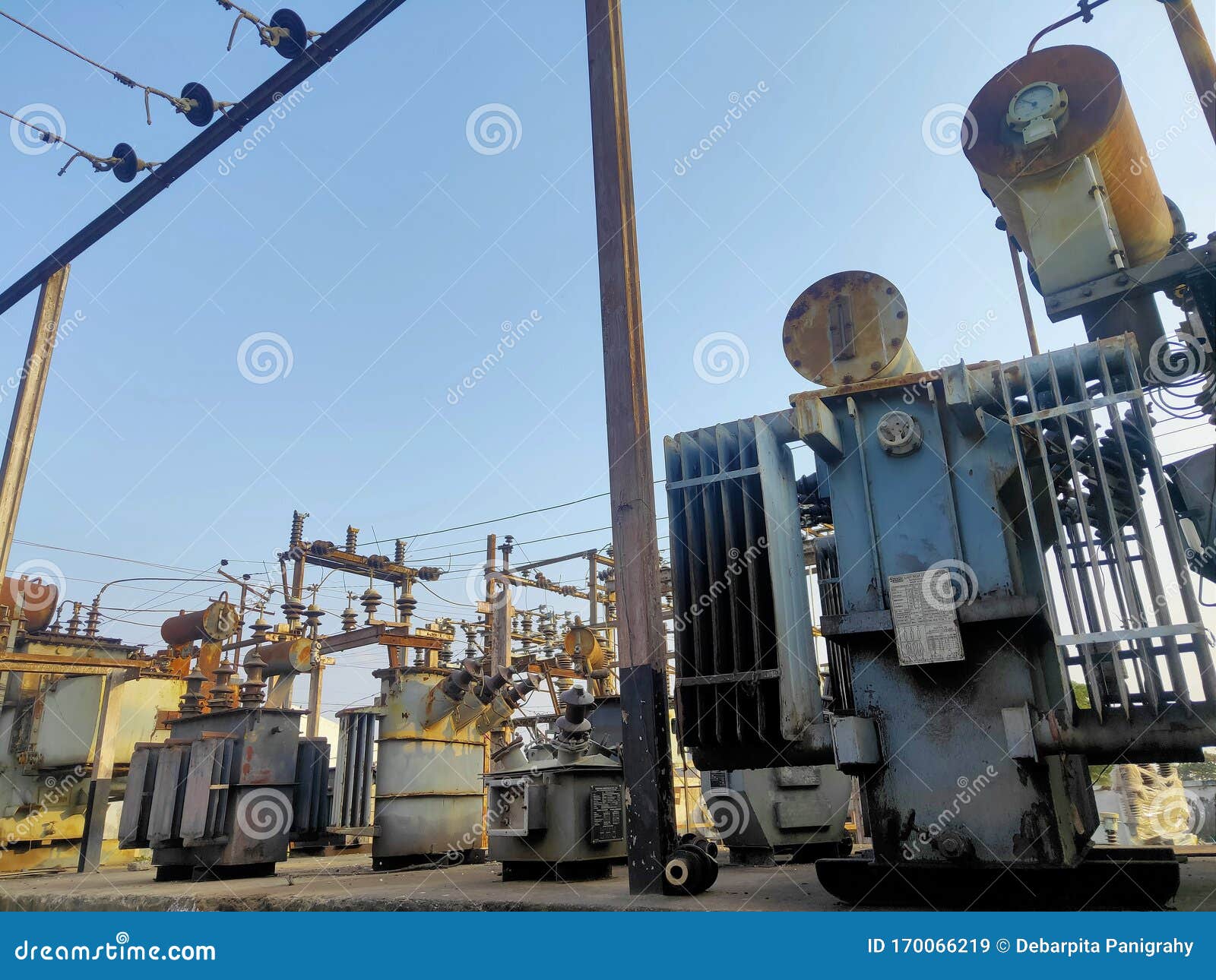 Transformers and Many Electrical Equipments in a Small Power Hub Stock ...