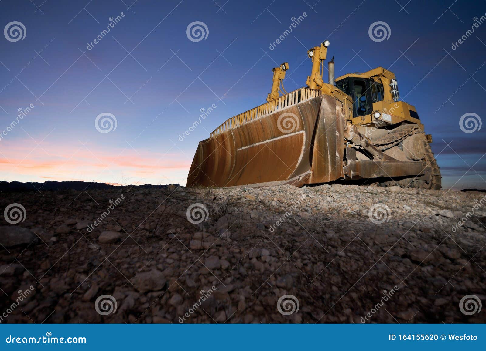Heavy Equipment Bulldozer at Sunset Stock Photo - Image of bulldozer ...