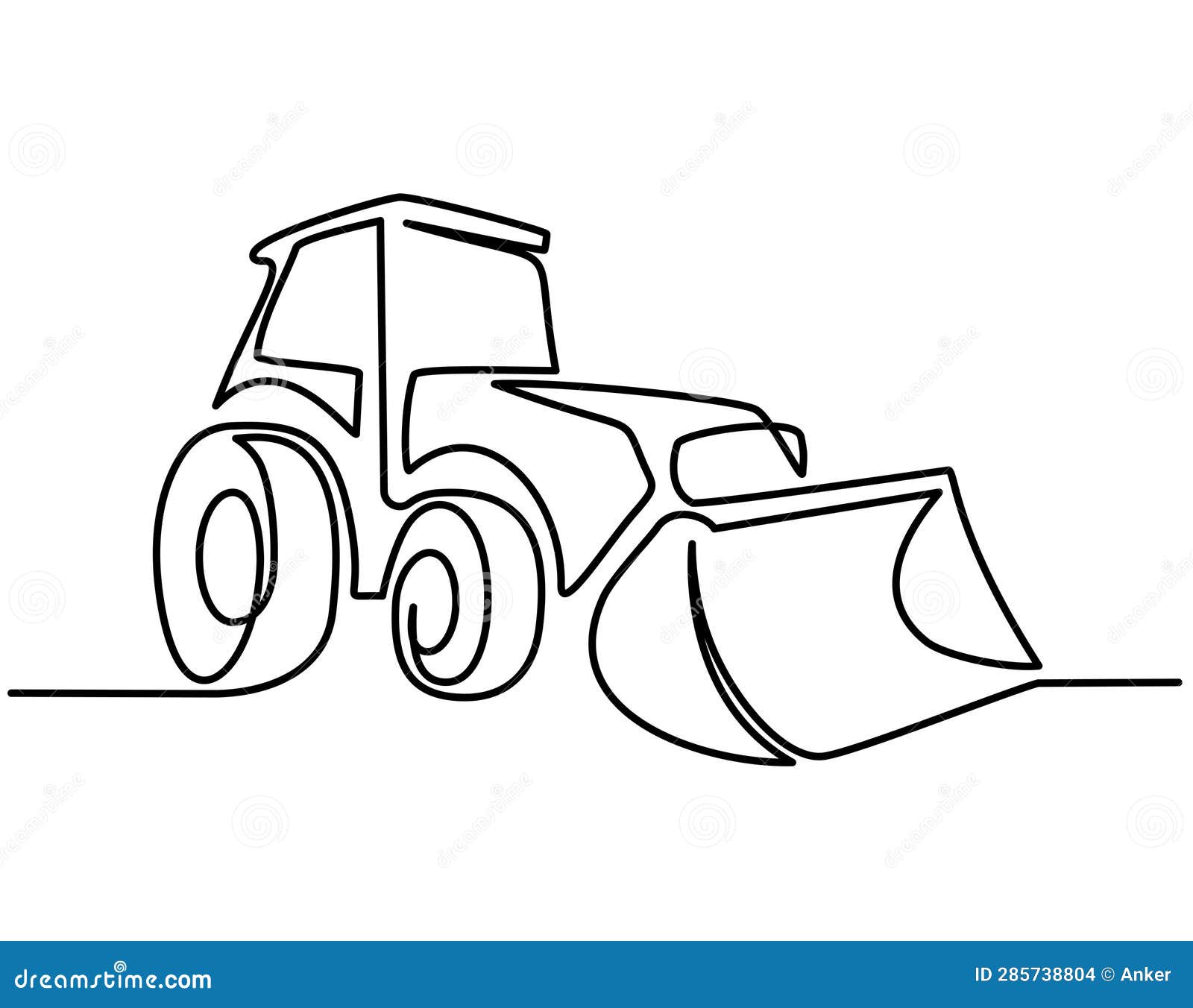 Heavy Equipment Bulldozer Tractor. Continuous One Line Drawing Stock ...