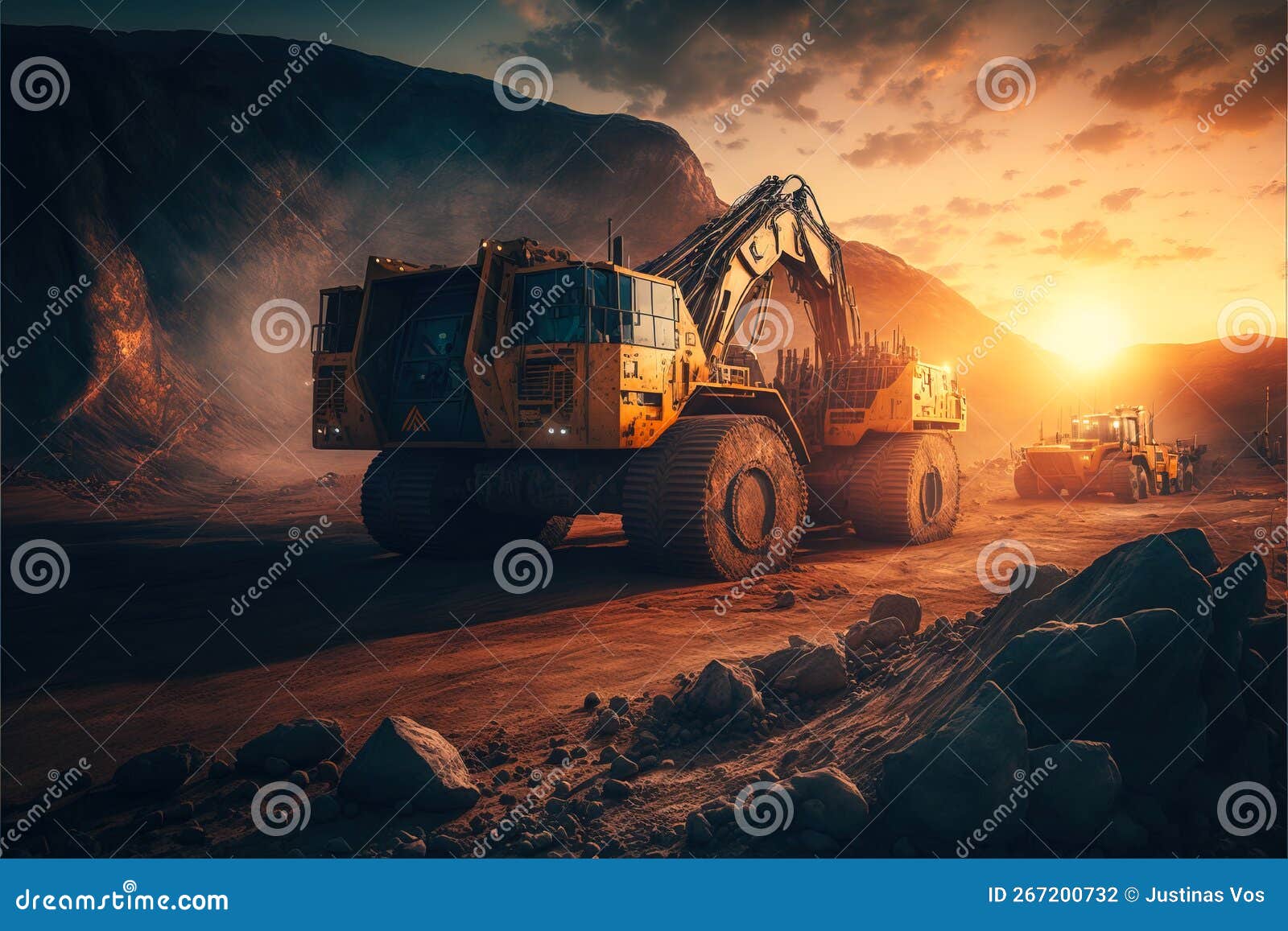 Heavy Equipment Digging at a Coal Mining Operation. Stock Illustration ...