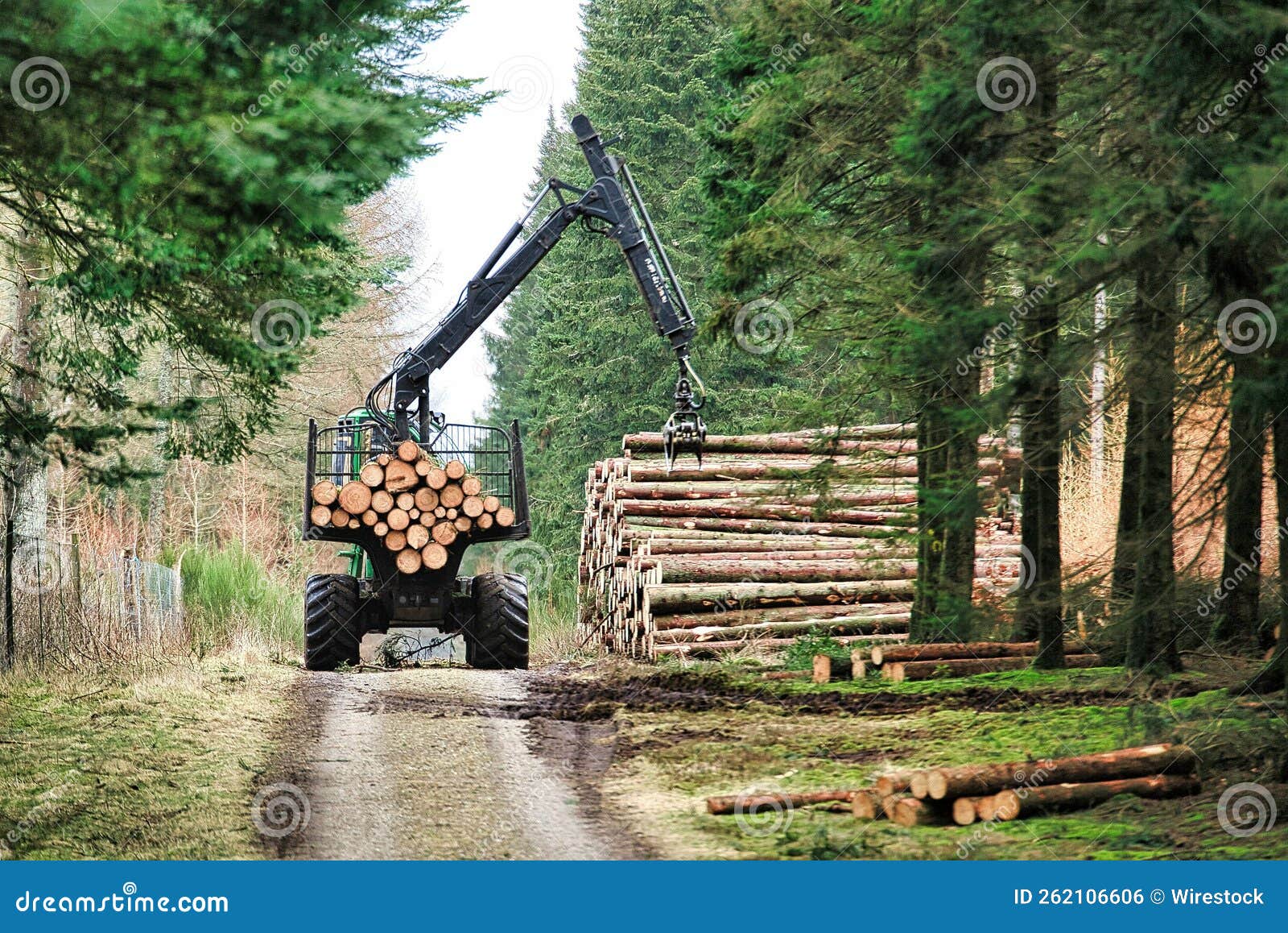 Heavy Equipment Loading Huge Logs in a Trailer Stock Photo - Image of ...