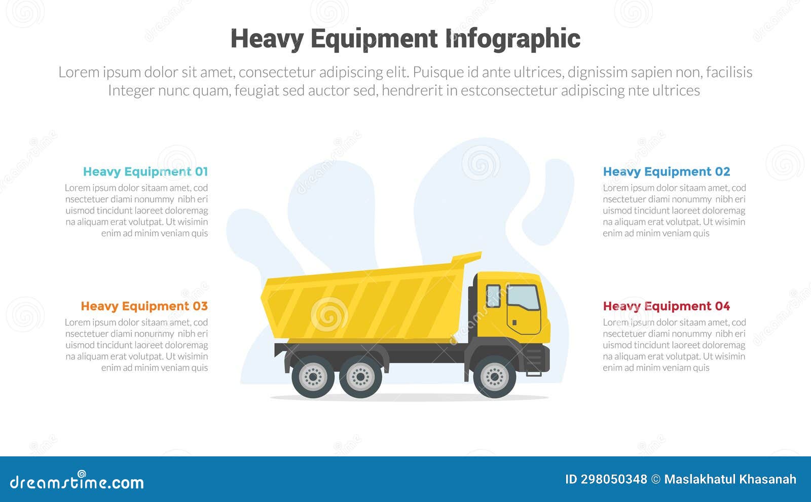 Heavy Equipment Machine Infographics Template Diagram with Dump Truck ...