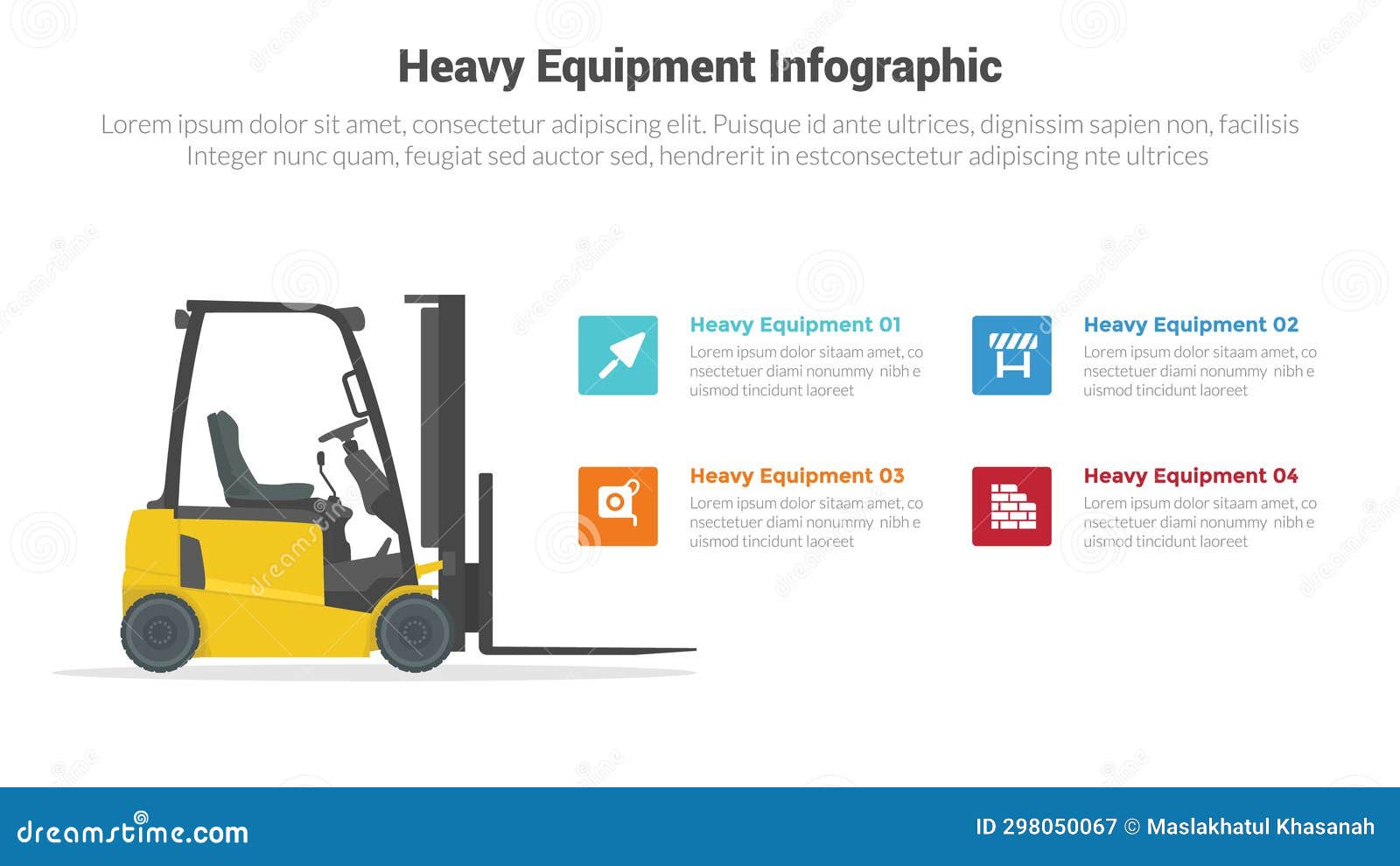 Heavy Equipment Machine Infographics Template Diagram with Forklift ...