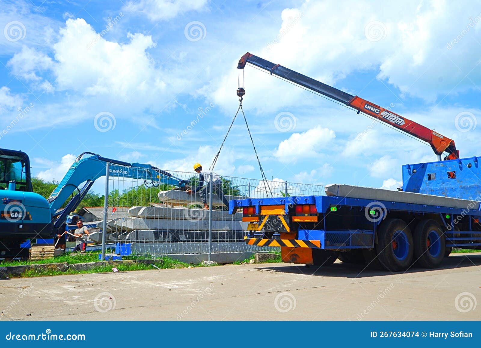 Heavy Equipment Unloading Concrete Editorial Stock Image - Image of ...