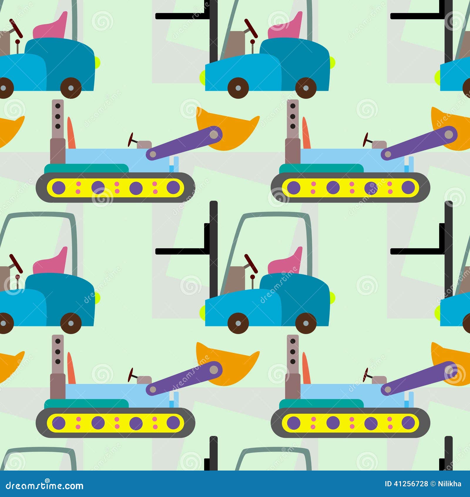 Heavy Equipments Seamless Background Design Stock Illustration ...