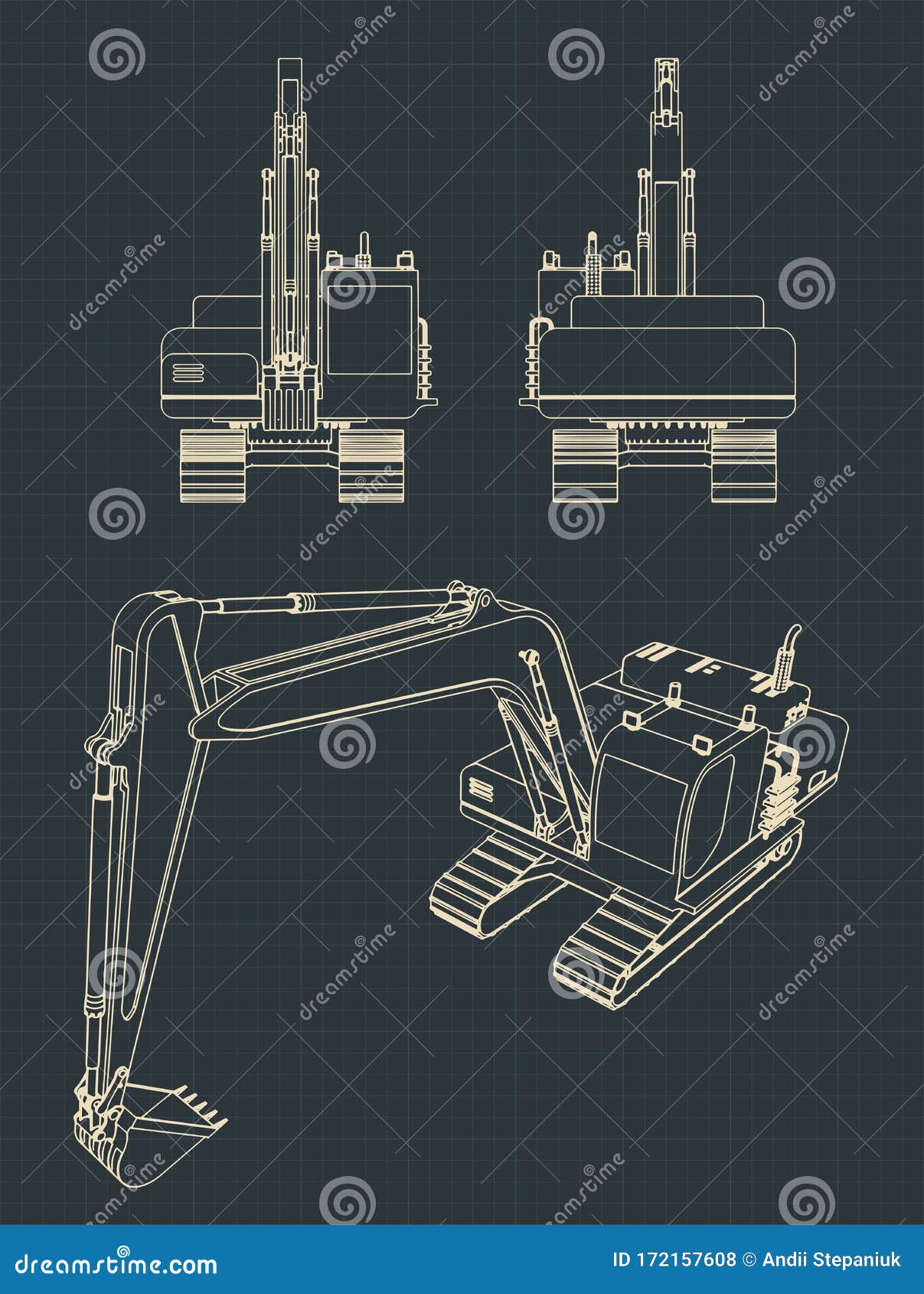 Heavy Excavator drawings stock vector. Illustration of building - 172157608