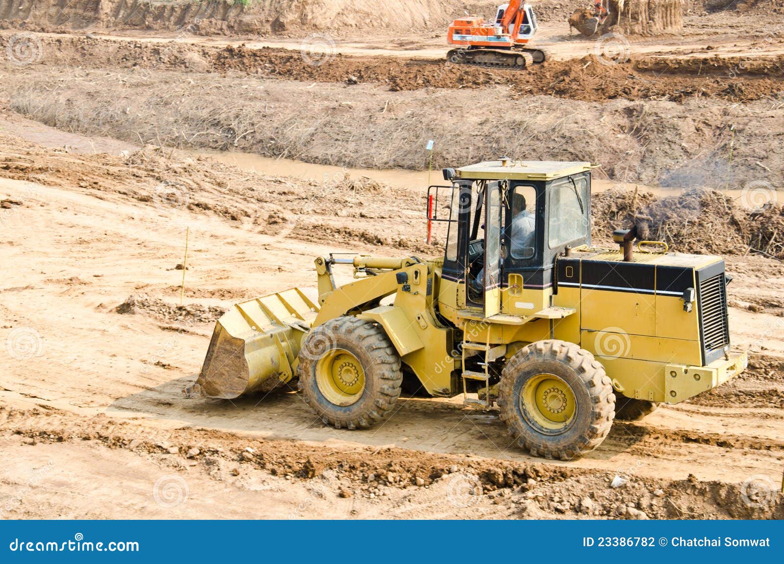 Heavy Excavator Loader at Soil Stock Photo - Image of blade, motor ...