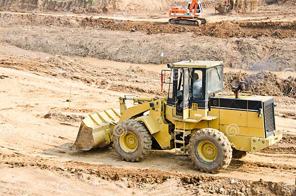 Heavy Excavator Loader at Soil Stock Photo - Image of blade, motor ...