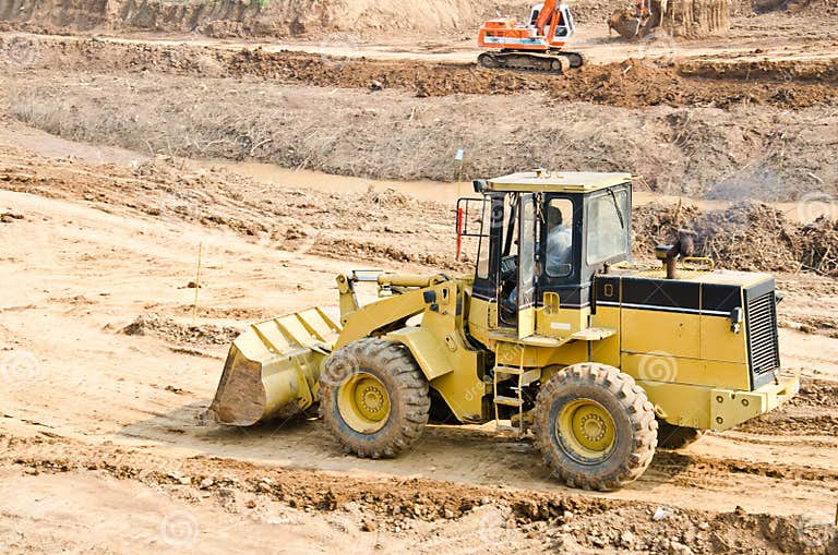 Heavy Excavator Loader at Soil Stock Photo - Image of blade, motor ...