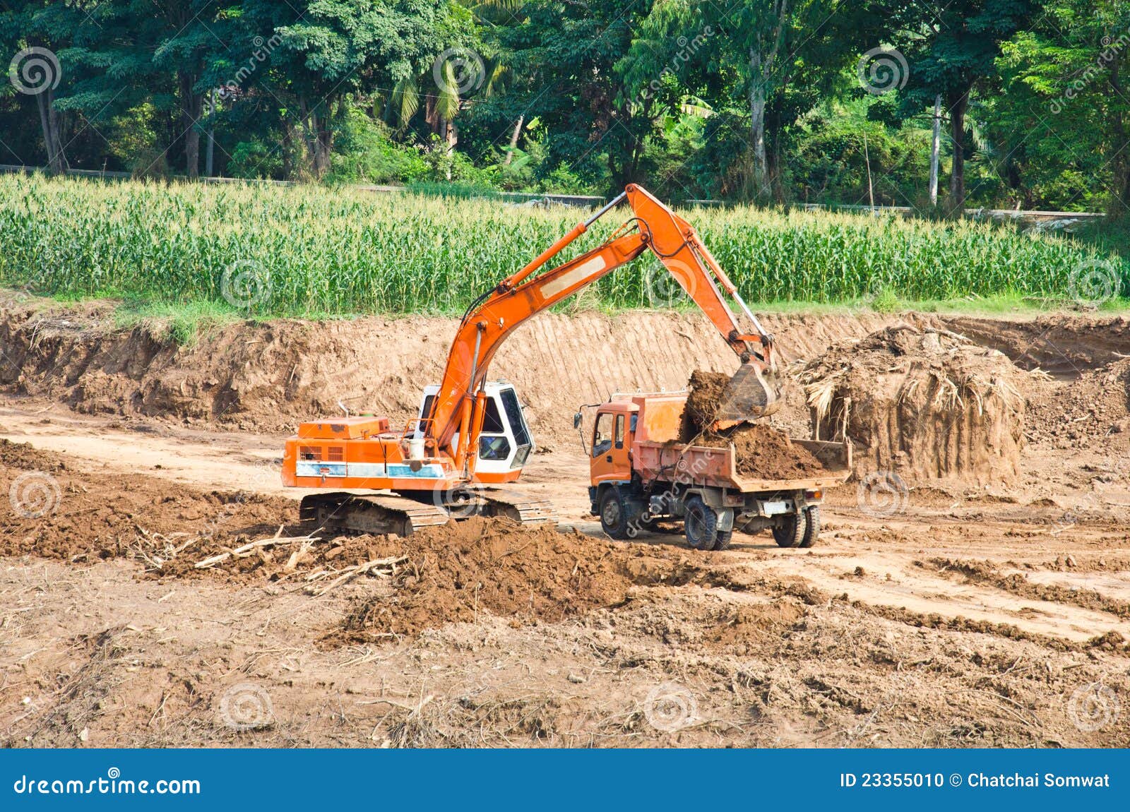 Heavy Excavator Loader at Soil Moving Works. Stock Photo - Image of ...