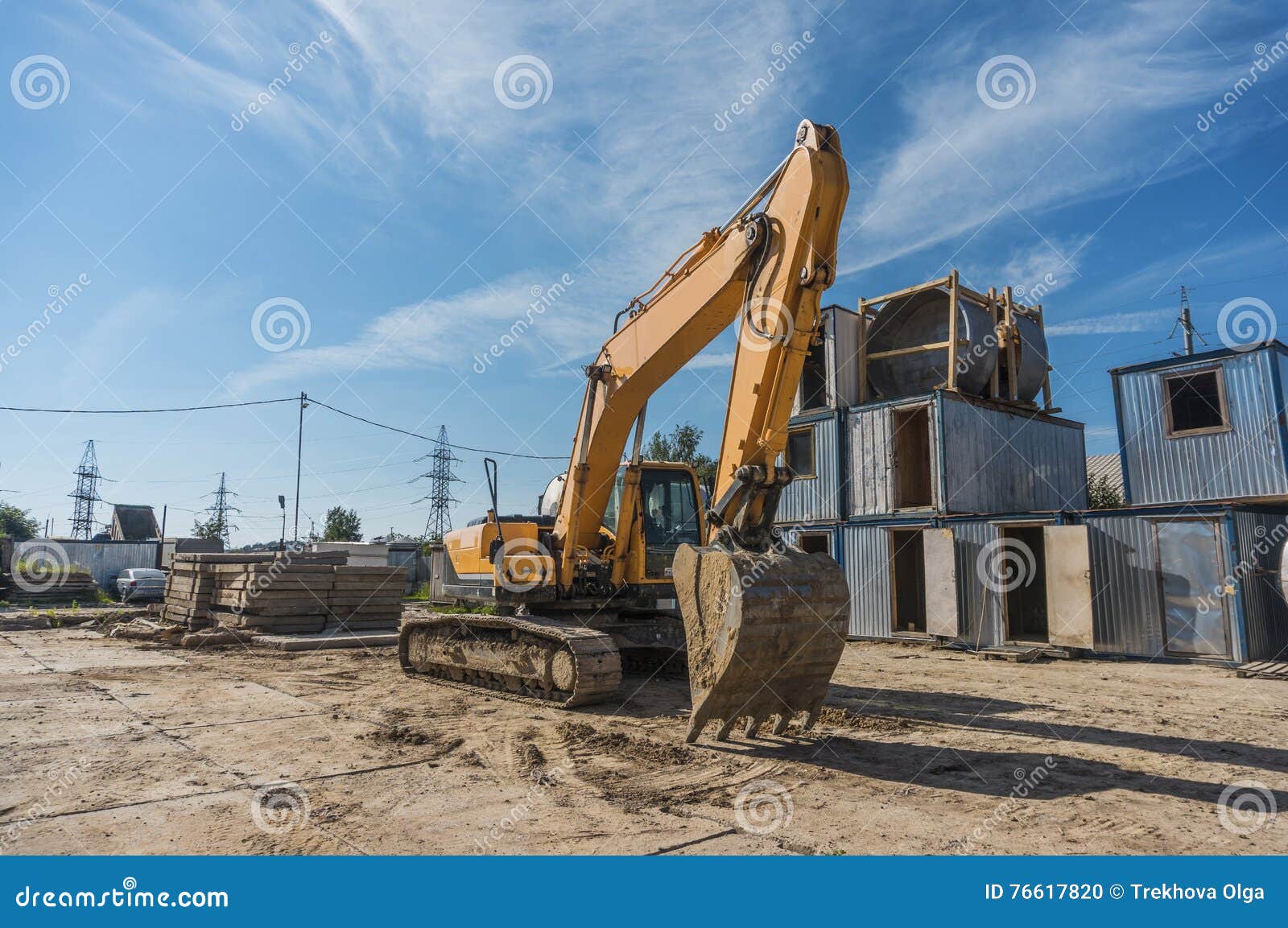 Heavy Excavator with Shovel Stock Photo - Image of industry, ground ...