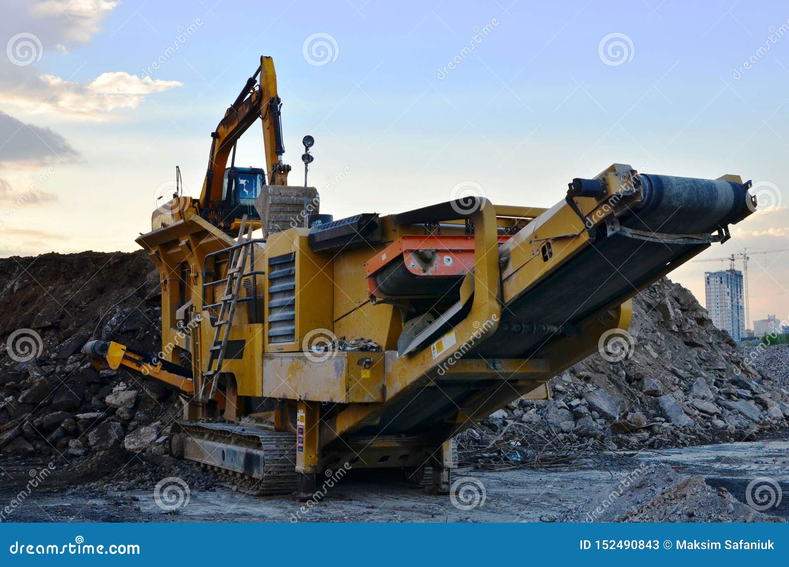 Heavy Excavator Working at Construction Site. Stock Image - Image of ...
