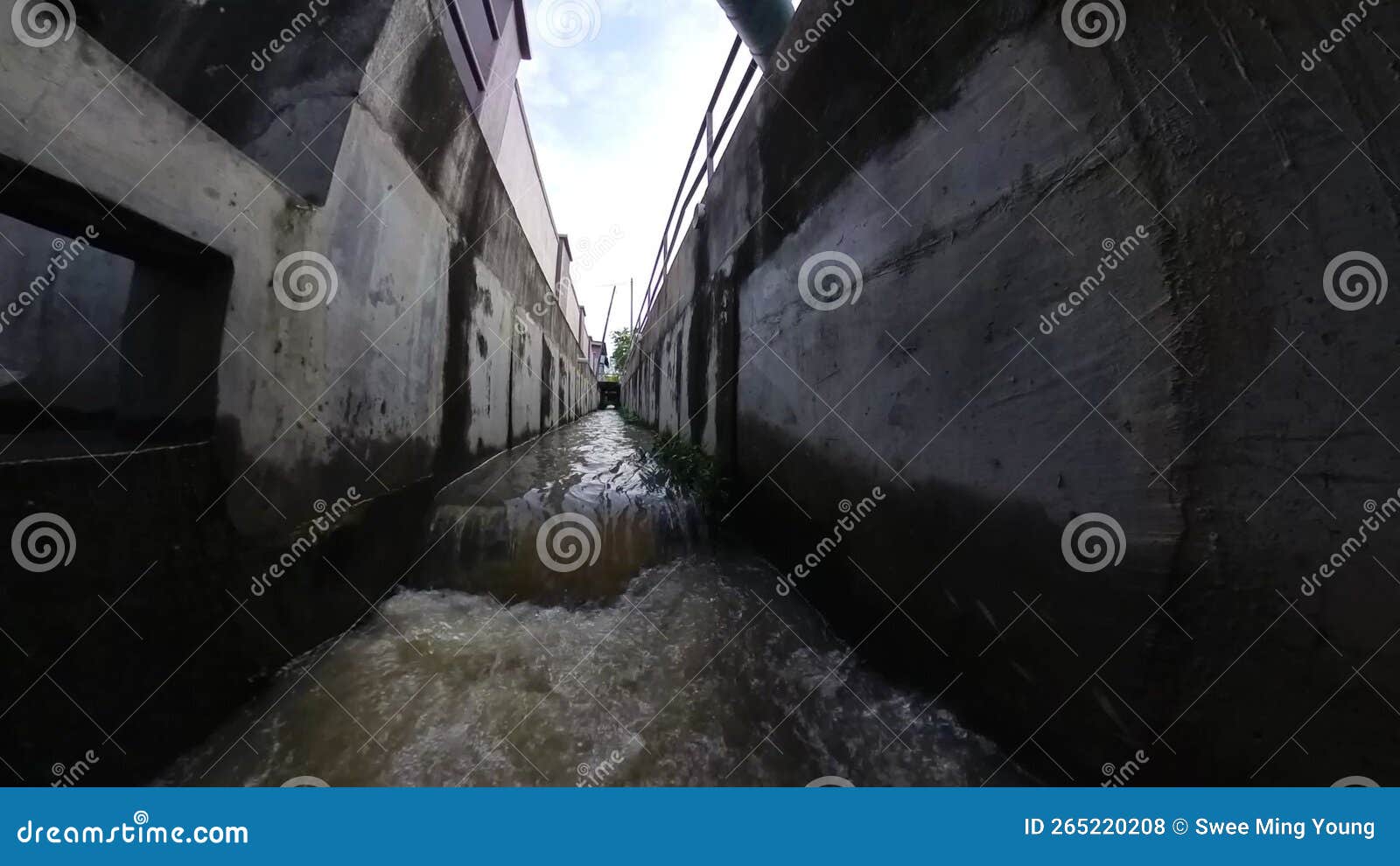 Heavy Flow of Water Along the City Drainage System. Stock Footage ...