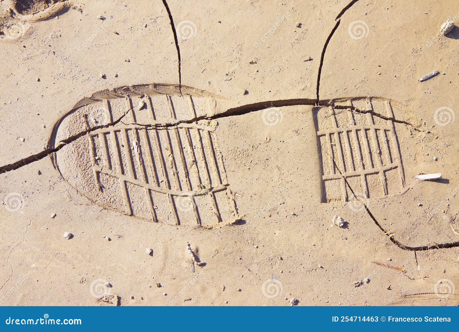Heavy Footprint Left on a Muddy Sand by a Male Boot Stock Image - Image ...