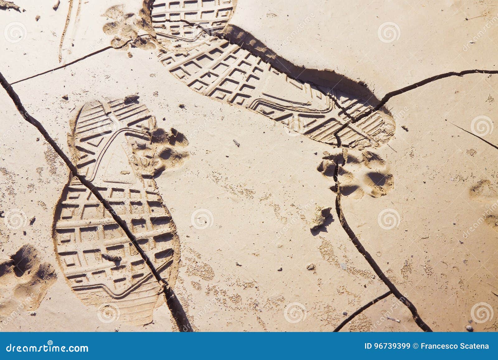 Heavy Footprint Left on a Muddy Sand by a Male Boot Stock Image - Image ...
