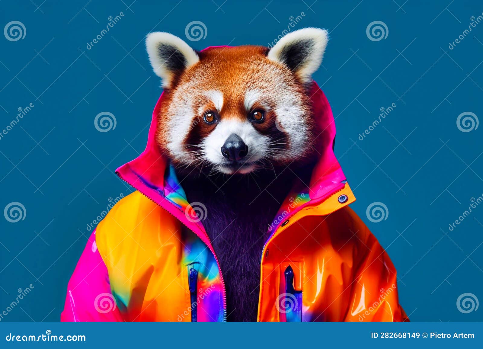 Heavy Fun Red Panda Anthropomorphic Bright Colors, Generative AI Stock ...