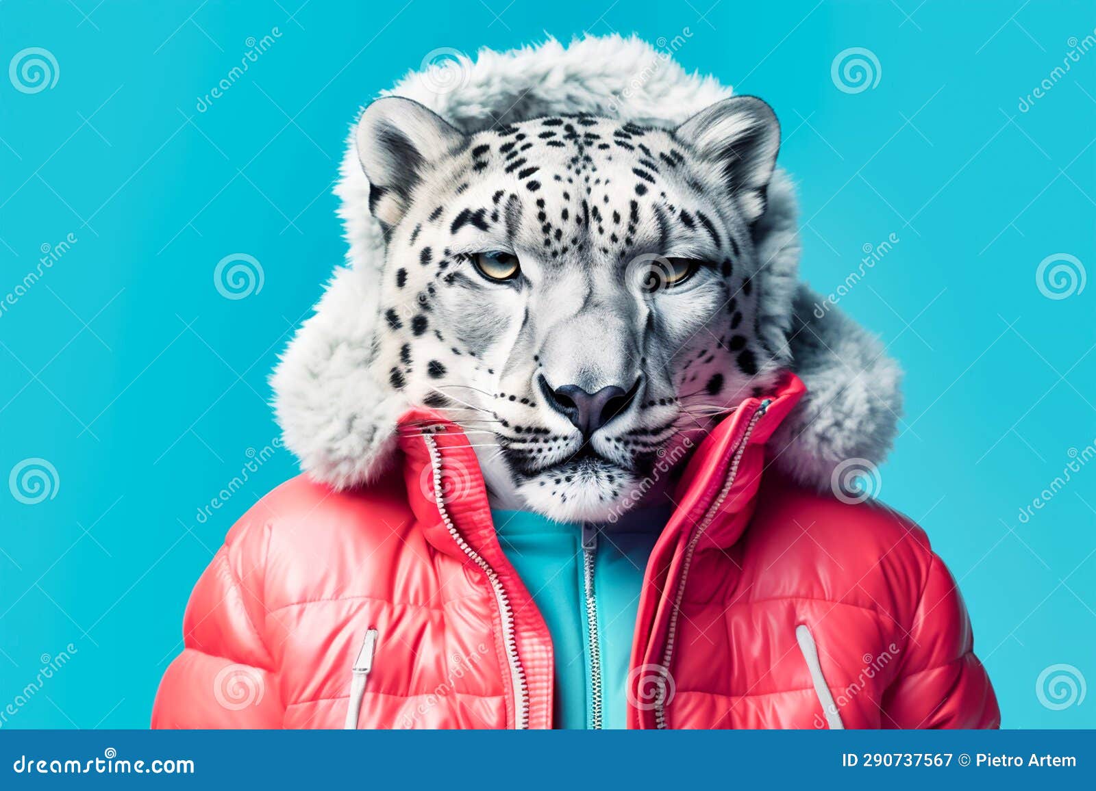 Heavy Fun Snow Leopard Anthropomorphic Bright, Generative AI Stock ...