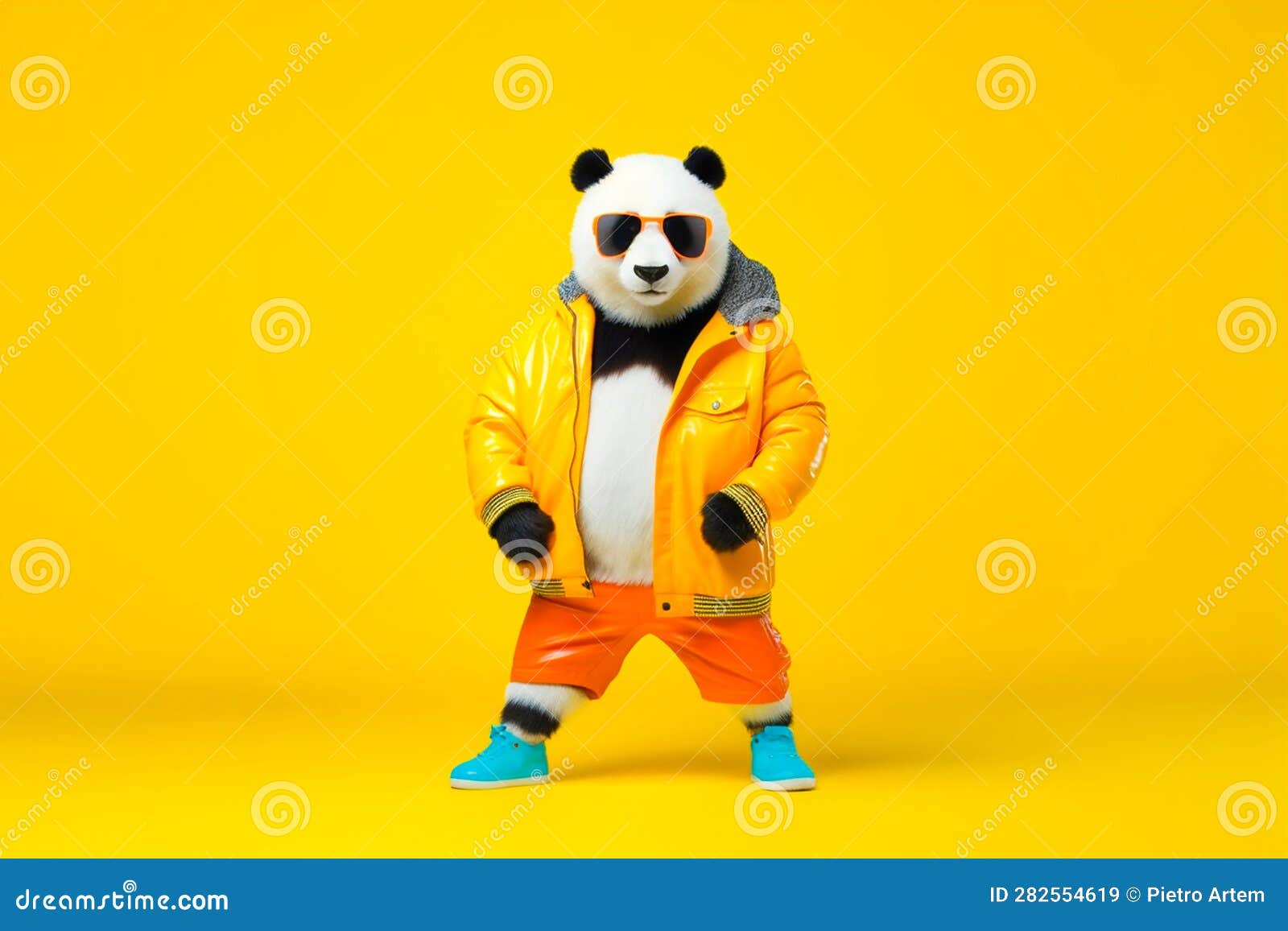 Heavy Funny Panda Anthropomorphic Bright Colors, Generative AI Stock ...