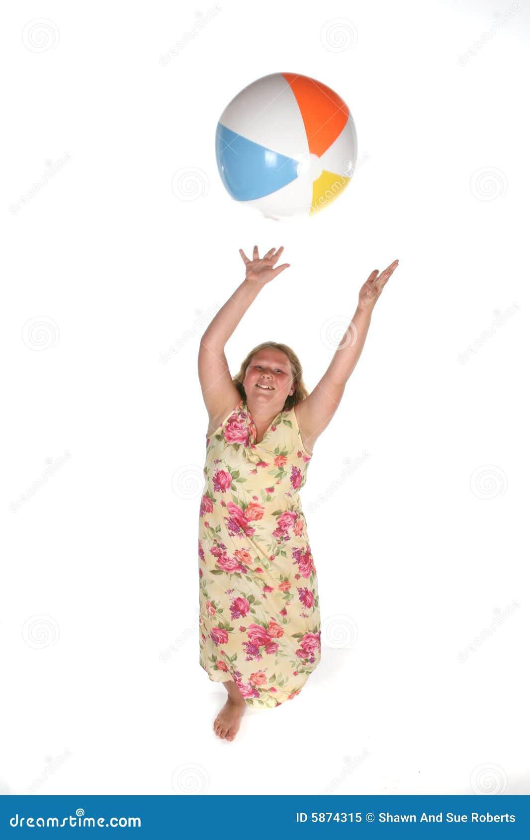 Heavy Girl Catching A Beach Ball Picture. Image: 5874315