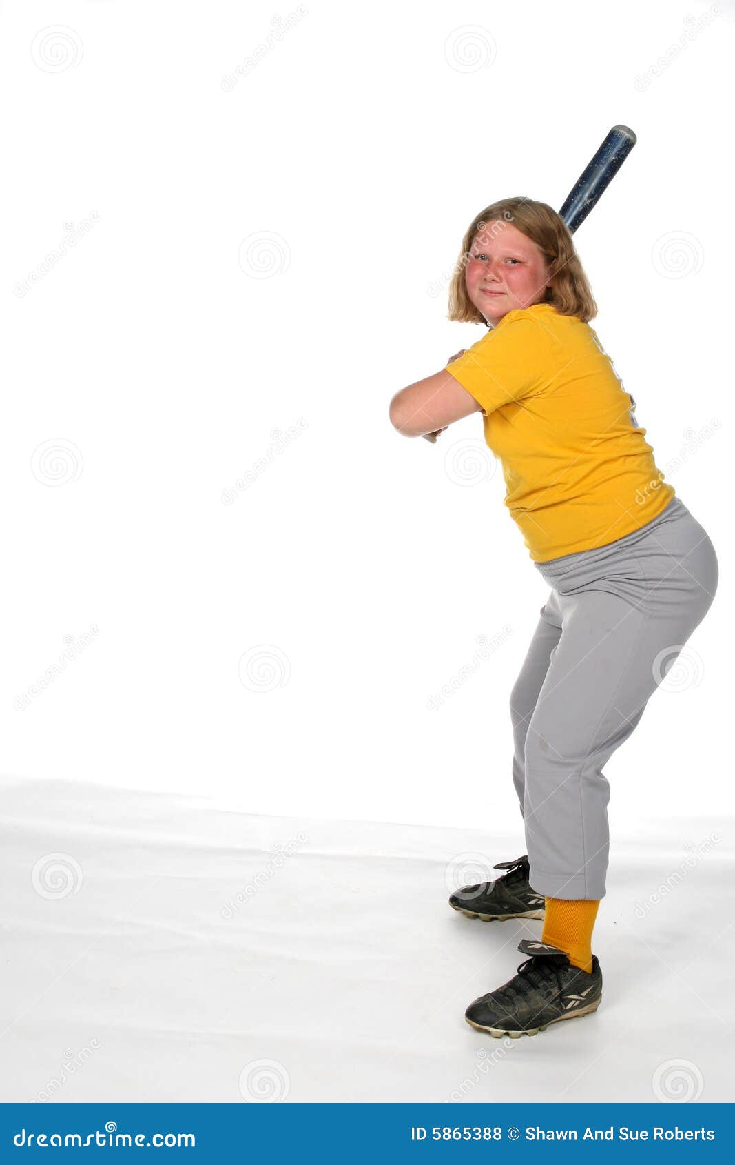 Heavy Girl with Softball Bat Stock Photo - Image of chubby, baseball ...