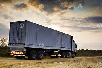 Heavy Goods in Transit - Rear View Stock Image - Image of freight ...