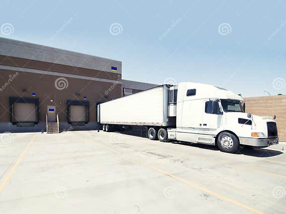 Heavy Goods Truck Loading at Warehouse Stock Photo - Image of travel ...
