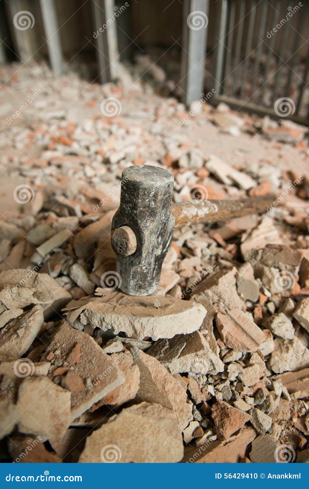 Heavy Hammer Destroy the Wall Stock Photo - Image of site, tool: 56429410