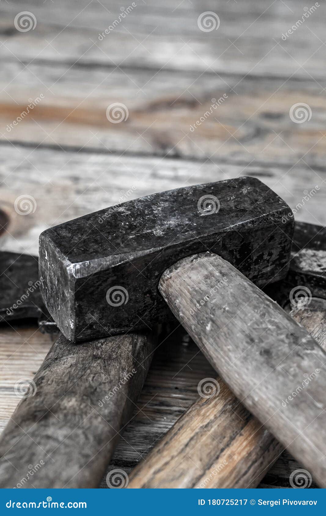 Heavy Hammer Old Tool Close-up, Construction Pattern Tinted Stock Image ...