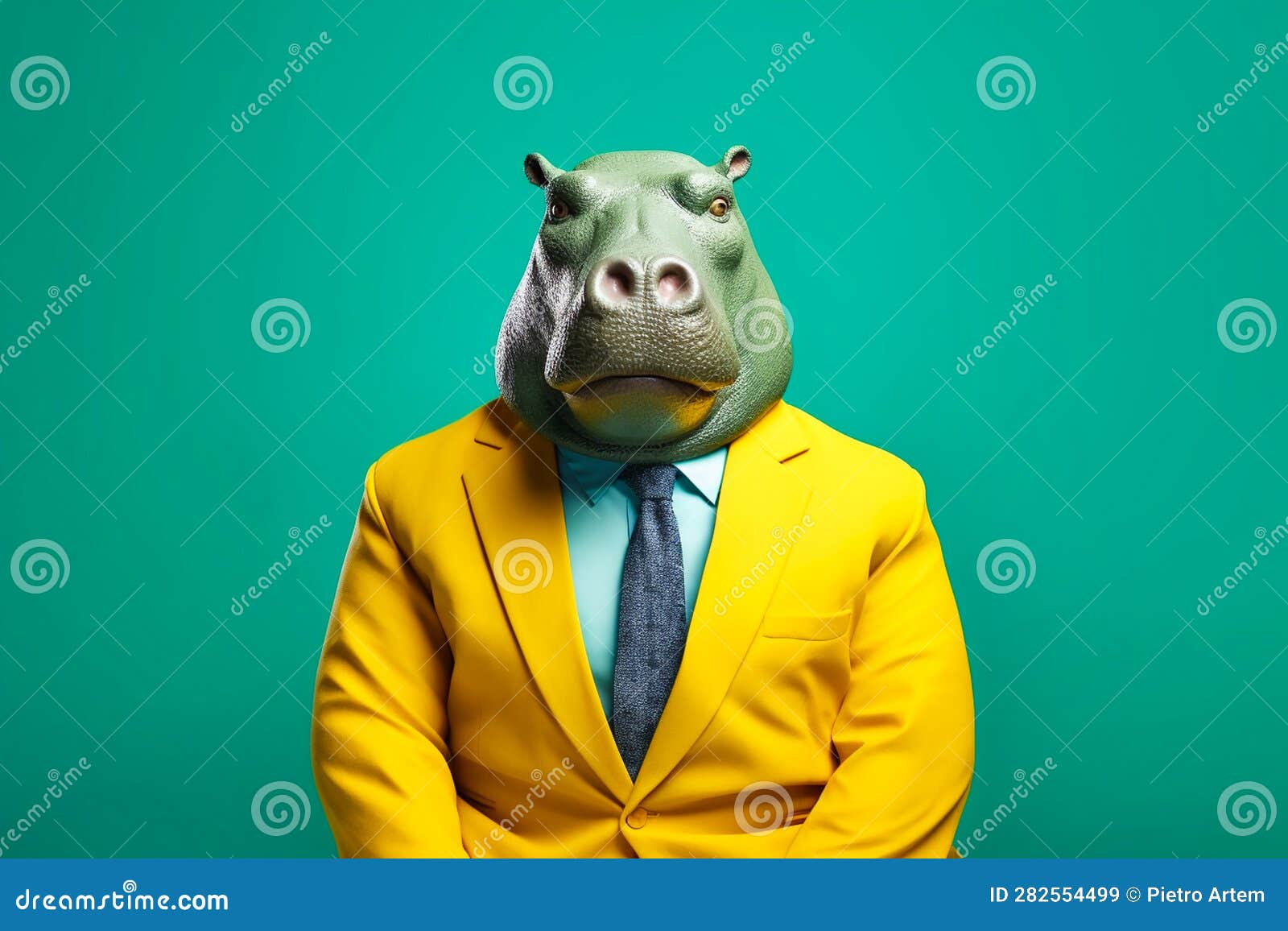 Heavy Hippo Anthropomorphic Bright Colors Trendy, Generative AI Stock ...