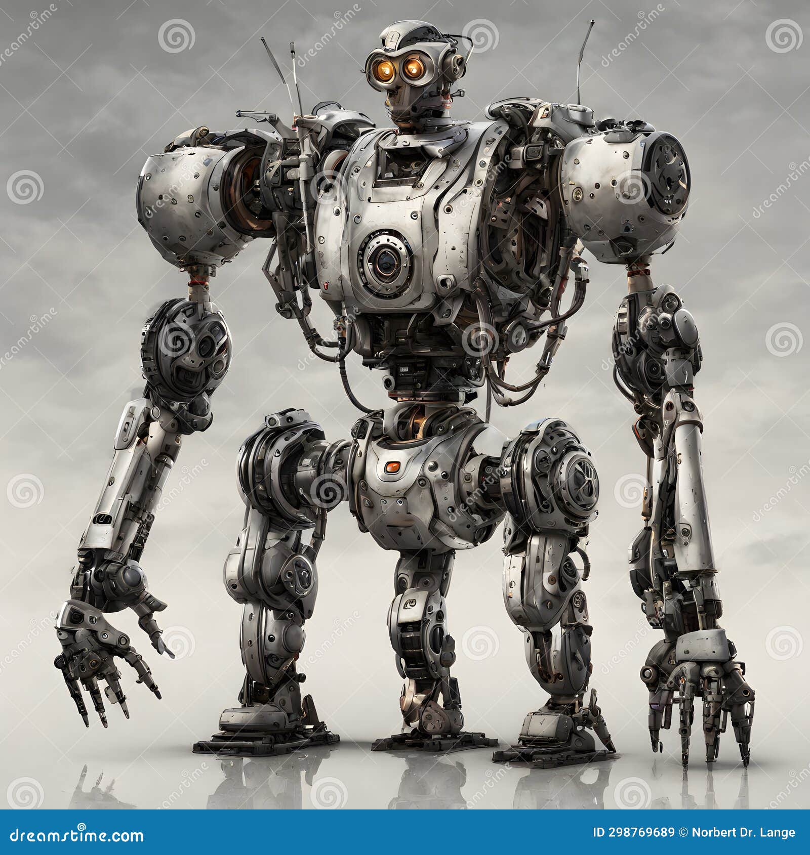 Heavy Humanoid Robot, AI-generatet Stock Image - Image of computer ...