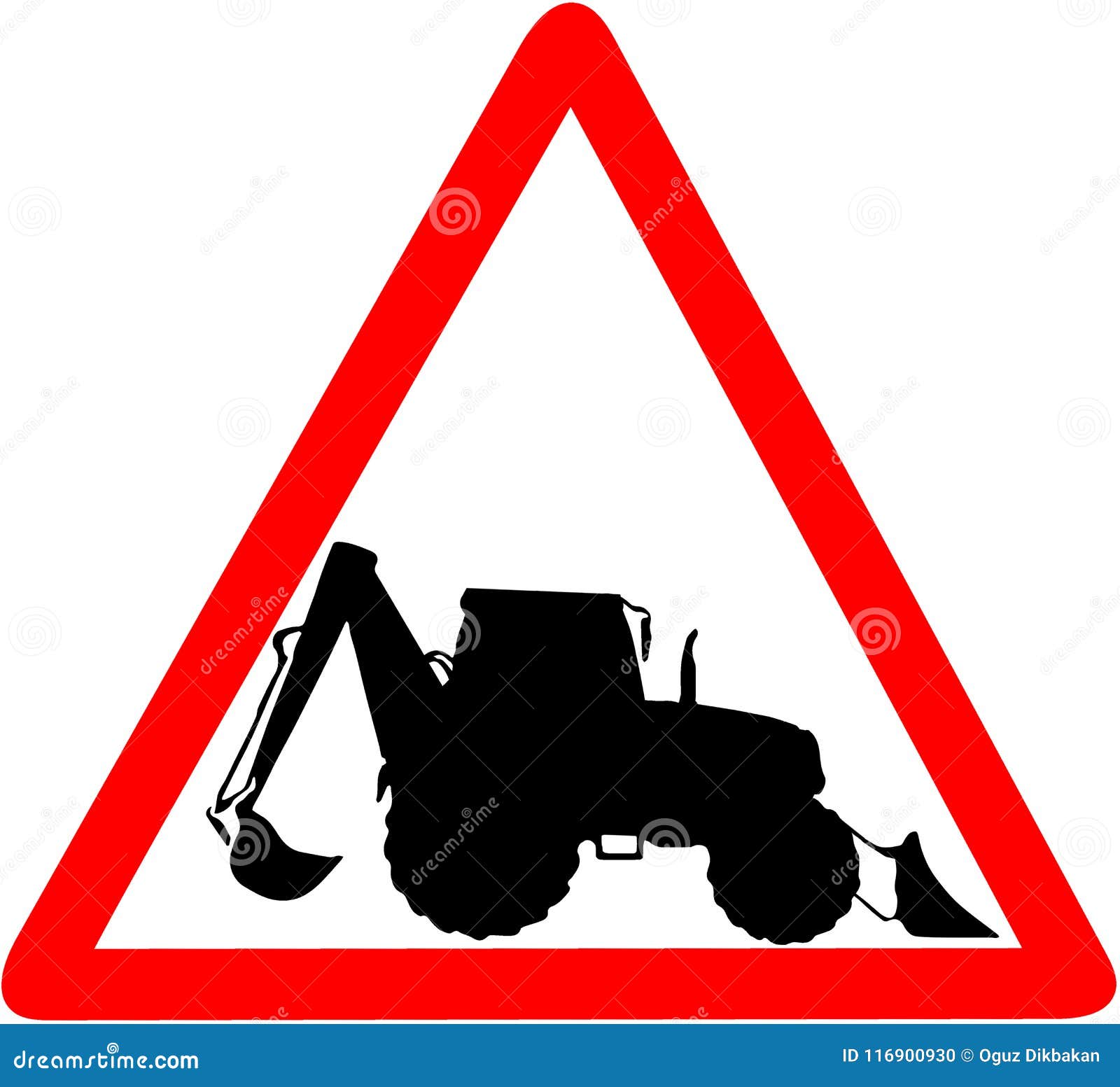 Heavy Industrial Machine Warning Caution Triangular Red Road Sign ...